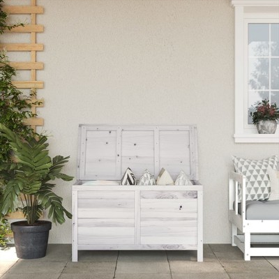 Vidaxl Patio Storage Box White 39 In.x19.5 In.x23 In. Solid Wood Fir ...