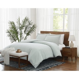 Brooklyn Loom Pinstripe White/Sage Green King 3 Piece Comforter Set ...