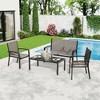 4-Piece Patio Conversation Set with Loveseat, 2 Chairs & Glass Table ...
