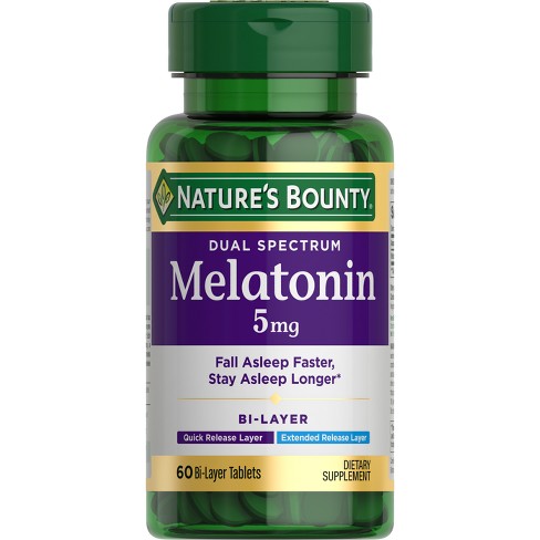 Nature's Bounty Dual Spectrum Bi-layer Melatonin Dietary Supplement ...