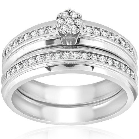 Pompeii3 3/8cttw Diamond Engagement Wedding Ring Set 10k White Gold ...