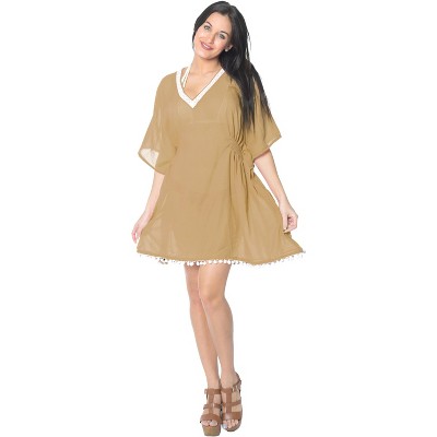 LA LEELA Women's Mini Beachwear Vacation Swim suit Loose Dress Summer ...