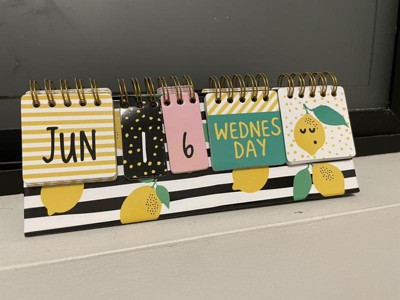 Paper Junkie Lemon Perpetual Flip Calendar For Office Desktop ...