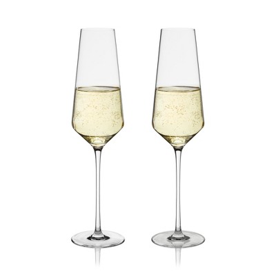 Viski Liminal Crystal Flutes, Ultrathin Clear Drinking Glasses, Thin ...