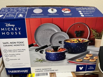 Farberware Disney Bon Voyage 7pc Ceramic Nonstick Cookware Set Blue ...