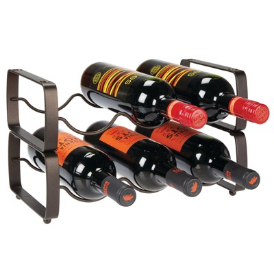 Sunnydaze Modern 6-bottle Triangular Wine Rack - Indoor Steel Wire ...