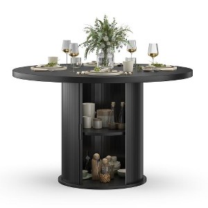 TUYOHW 43" Round Dining Table for 4 with Storage,Small Wood Kitchen ...