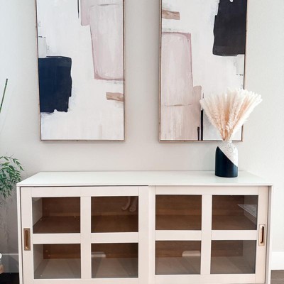 Promontory Sliding Glass Tv Stand For Tvs Up To 72" Black - Threshold ...