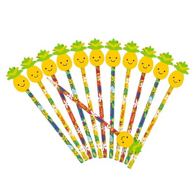 Fun Express Luau Tropical Pencils with Pineapple Eraser Toppers - 12 Pc ...