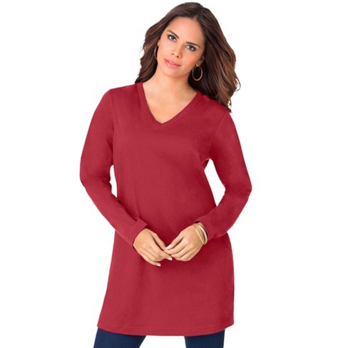 Roaman's Women's Plus Size Long-sleeve V-neck Ultimate Tunic - S ...
