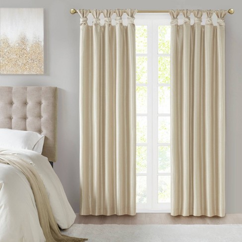 120"x50" Lillian Twisted Tab Lined Light Filtering Curtain Cream : Target
