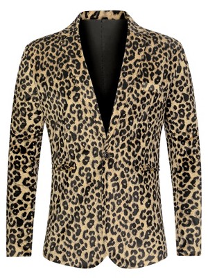 Lars Amadeus Men's Vintage Leopard Print Luxury Notched Lapel Slim Fit ...