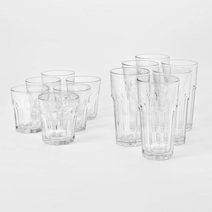12pc Glass Tremont Tall And Short Faceted Tumbler Set - Threshold ...