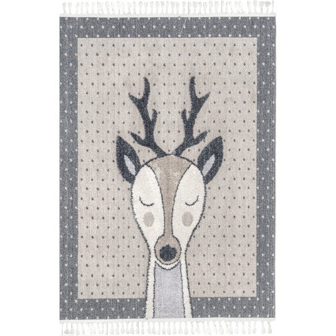 Nuloom Éléanor Deer Kids Tasseled Area Rug 5x7, Beige : Target