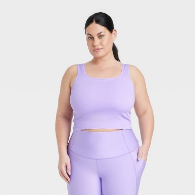 Women's Seamless Square Neck Cropped Tank Top - All In Motion™ Violet ...
