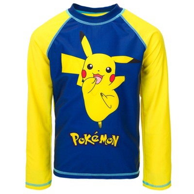 Pokemon Pikachu Little Boys Rash Guard Swim Shirt Blue 7 : Target