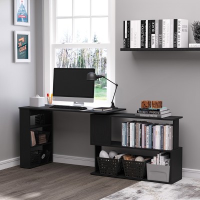 Homcom 360° Rotating Home Office Desk L Shaped Corner Computer Desk ...