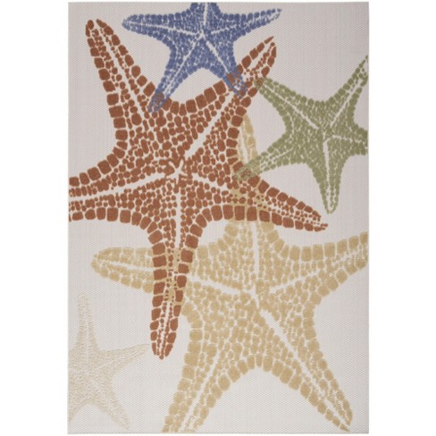 Nourison Aloha Starfish Coastal Flatweave High-low Indoor Outdoor Area ...