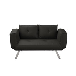 Lorrance 3 Seat Convertible Futon Sofa Bed Black - Serta : Target