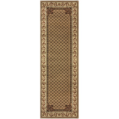 Traditional Floral Scroll Vines Border Indoor Runner Or Area Rug, 2' 7 ...