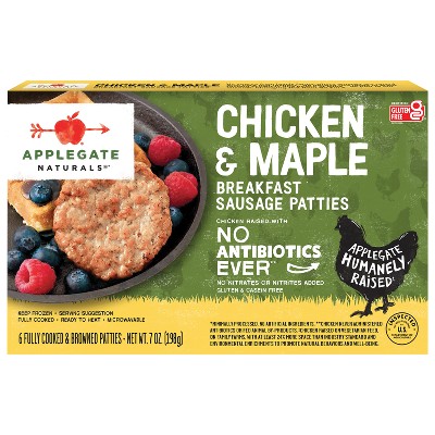 Applegate Naturals Chicken & Maple Frozen Sausage Patties - 6ct/7oz ...