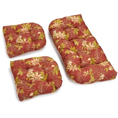 Blazing Needles Outdoor Rounded Back Settee Cushion Set, Passion Ruby 3 ...