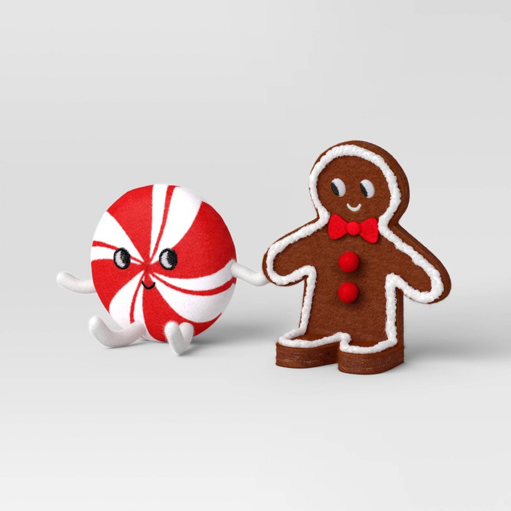 Christmas Felt Duo Figural Peppermint and Gingerbread Man - Wondershop ...