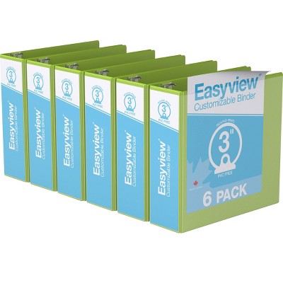 3" Premium Round Ring Binder 6pk Customizable View Lime Green ...