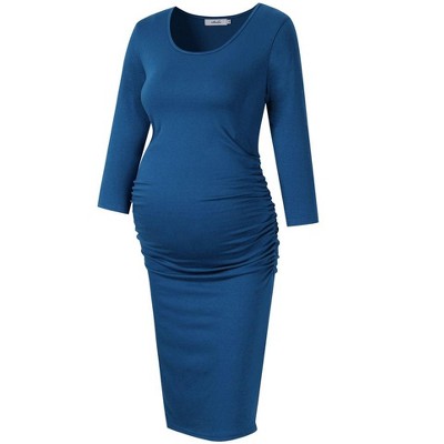 Maternity Dress Ruched Round Neck Maternity Dresses : Target
