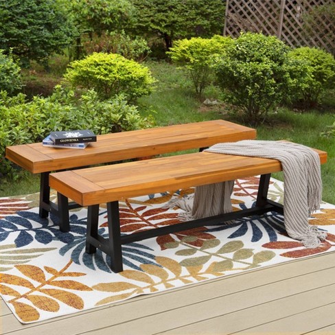 2pk 63" Acacia Wood Benches - Captiva Designs : Target