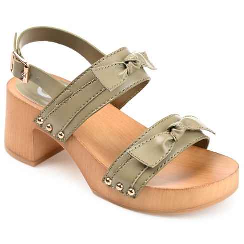 Journee Collection Womens Tia Double Bow Accent Clog Sandals Green 9 ...