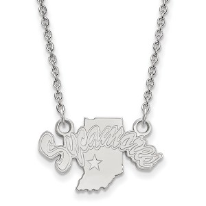 14K White Gold LogoArt Indiana State University Small Pendant Necklace