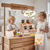 Etokfoks 40 Piece Wooden Grocery Store Play Food Set with Shelf Cutting ...