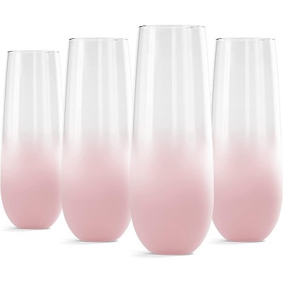 Trina Turk Ombre Frosted Stemless Flutes Set Of 4, Made Of Glass 10 ...