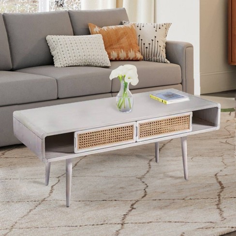 Boraam Cambria Coffee Table Whitewash/natural Cane : Target