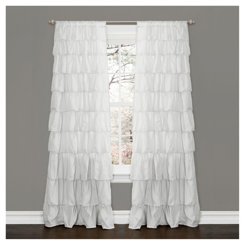 Ruffle Window Curtain White (84"x50") - Lush Dcor : Target