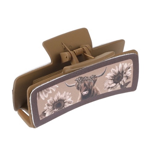 Unique Bargains Women's Highland Cattle Hair Claw Clips Coffee Color 1 ...