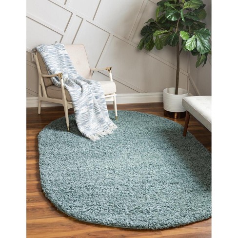Unique Loom 5' 0 X 8' 0 Solid Shag Light Slate Blue Area Rug : Target