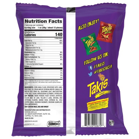Barcel Takis Fuego Nutrition Facts | Besto Blog