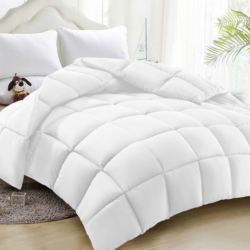 Hyleory Luxury Solid Down Alternative Machine Washable White Comforters ...