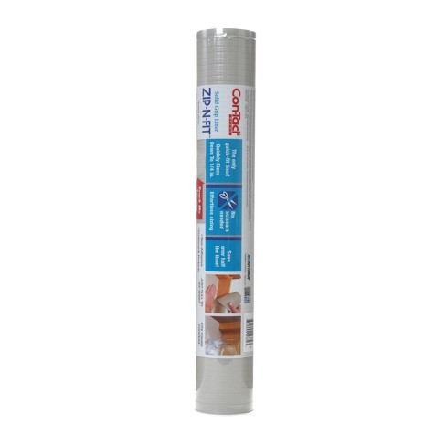Con-Tact 18"x4ft Zip-N-Fit Cool Gray Shelf Liner: Non-Adhesive, Grid ...