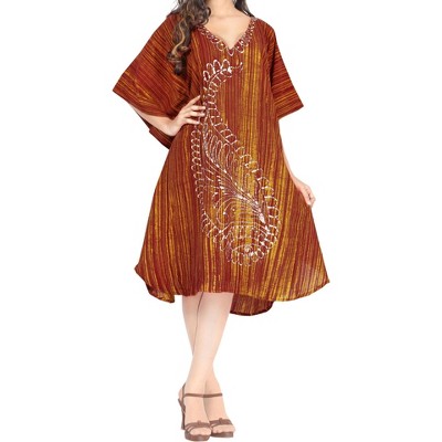 LA LEELA Summer Cotton Women Resortwear Tunic Dress Holiday Vacation ...