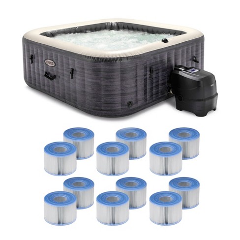 Intex 28451ep Purespa Plus Greystone Inflatable Square Hot Tub Spa, 94 ...