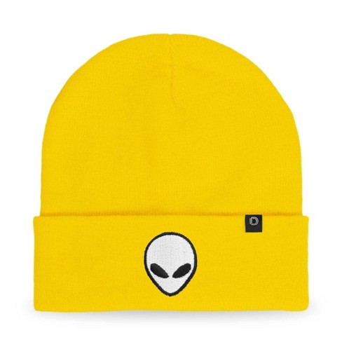 Dalix Alien Embroidered Beanie Hat Knit Cap Cold Weather Mens In Yellow ...