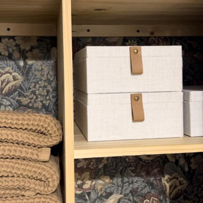 Large Fabric Storage Box With Faux Leather Accent Cream - Hearth & Hand ...