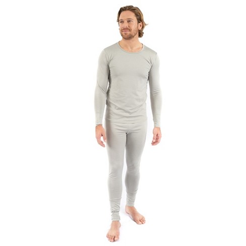 Leveret Mens Two Piece Thermal Pajamas Solid Light Gray M : Target