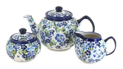 Blue Rose Polish Pottery Vintage Violet Three Piece Tea Set : Target