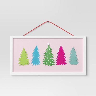 Northlight 11.75" Framed Merry Christmas Trees Metal Wall Sign : Target
