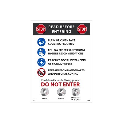 National Marker Poster "stop. Read Before Entering " 24" X 18 ...
