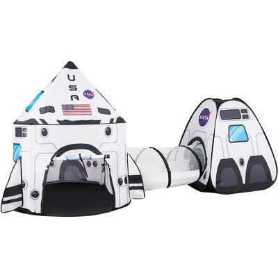 Syncfun White Rocket Ship Pop Up Play Tent With Tunnel And Playhouse ...